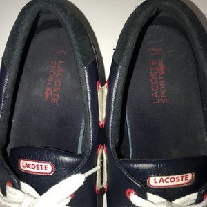 Lacoste | Shoes | Lacoste Navy Blue Leather Lace Up Boat Type Shoes ...